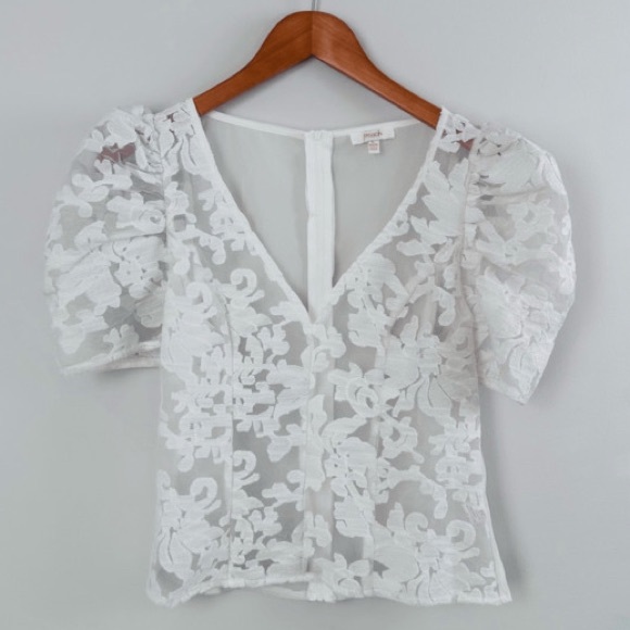 PEACH | Tops | Nwt Peach Sheer Lace Top | Poshmark
